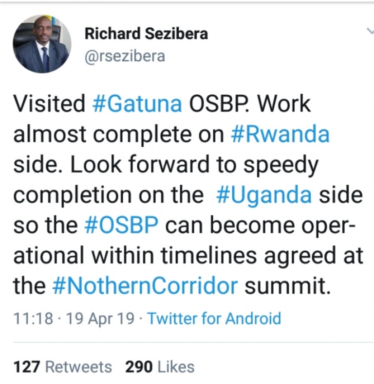 Works at Gatuna One Stop Border in Final Stages - Minister Sezibera ...