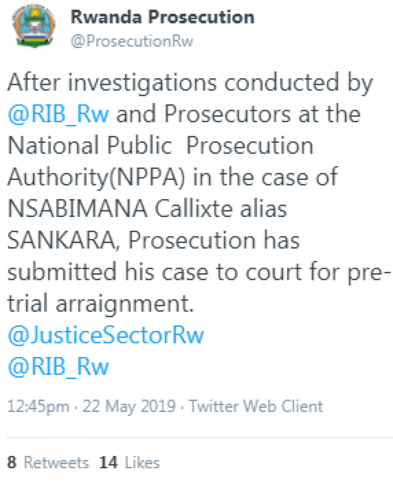 Rwanda’s Prosecution Files Nsabimana Callixte “Sankara” Case to Court ...