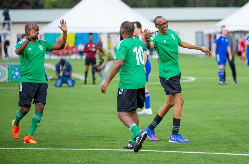 President Kagame In A Football Game At Inauguration of Kigali Pelé ...