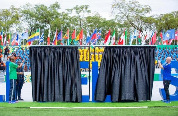 President Kagame In A Football Game At Inauguration of Kigali Pelé ...