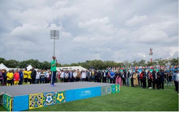 President Kagame In A Football Game At Inauguration of Kigali Pelé ...