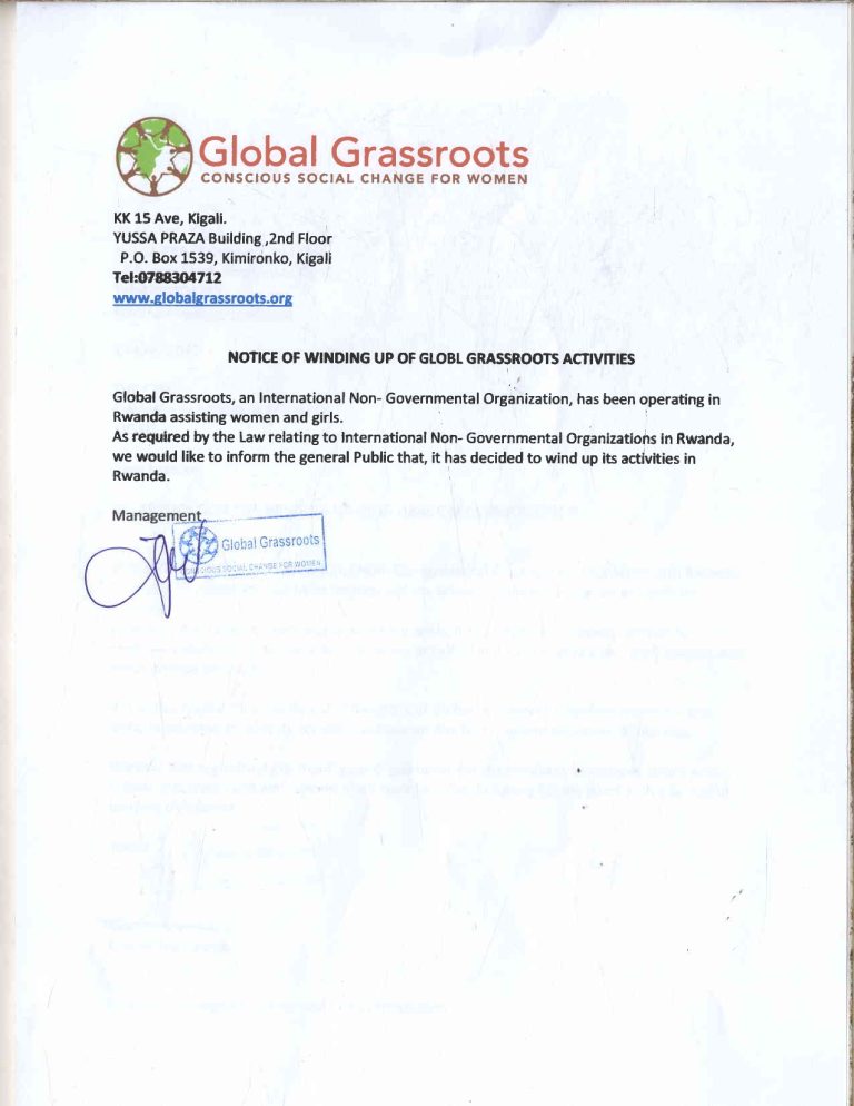 Featured: Notice of Winding Up Global Grassroots Activities - KT PRESS