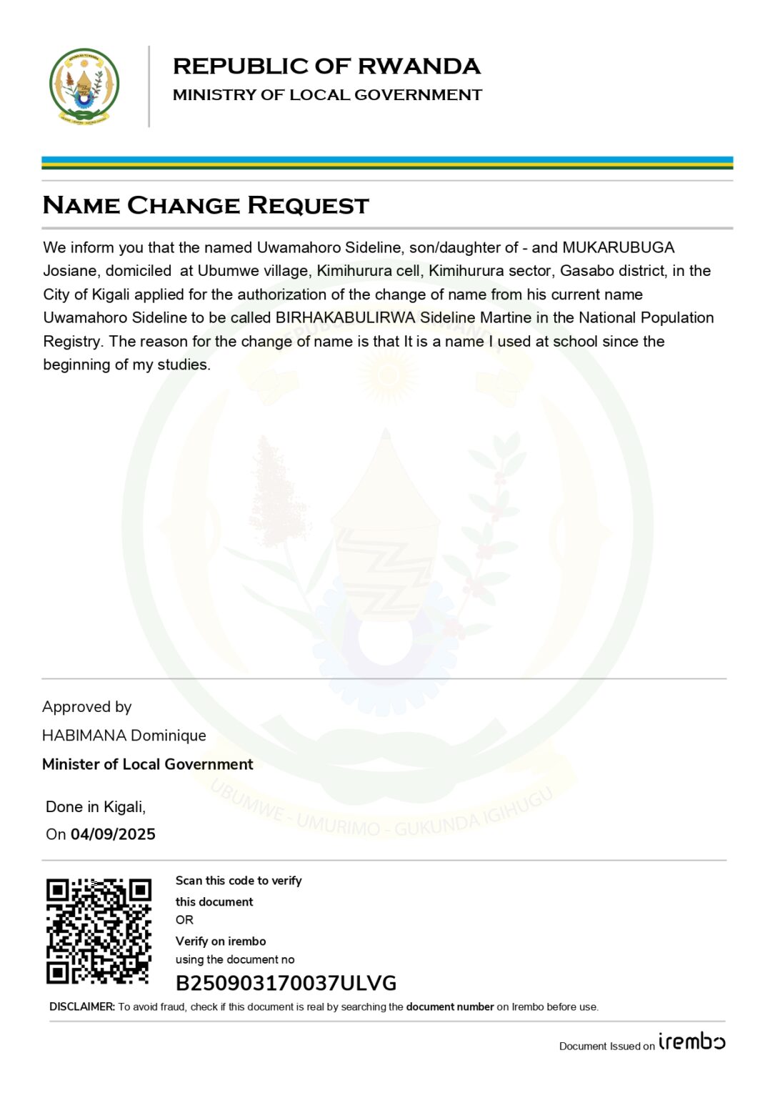 Name Change Request - KT PRESS